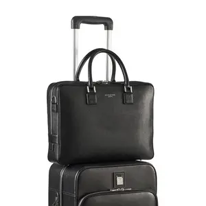 ASPINAL OF LONDON Mount Street Leather Laptop Briefcase Bag - Black