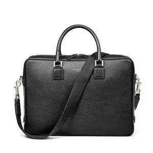 ASPINAL OF LONDON Mount Street Laptop Briefcase Bag In Navy Saffiano Black
