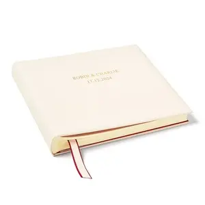 ASPINAL OF LONDON 14" Plain Wedding Photo Album In Off-white - Cream Pages