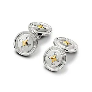ASPINAL OF LONDON Sterling & Gold Plated Double Buttons Cufflinks - Silver