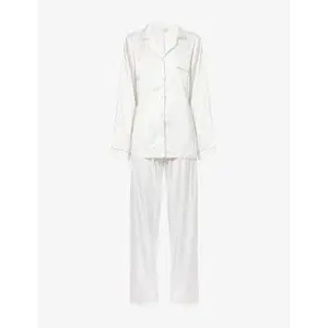 THE NAP CO Contrast-piping Straight-leg Stretch-woven Pyjama Set - Vanilla/beige Piping