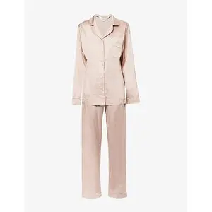 THE NAP CO Contrast-piping Straight-leg Stretch-woven Pyjama Set - Warm Beige