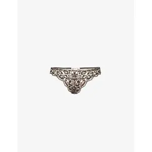 SAVAGE X FENTY On The Prowl Leopard-print Lace Thong - Beige Brule/drk Chc Brwn