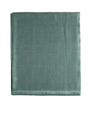 Fendi All-over Ff Motif Frayed-edge Scarf - Green