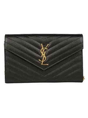 Saint Laurent Monogram Chain Wallet Black