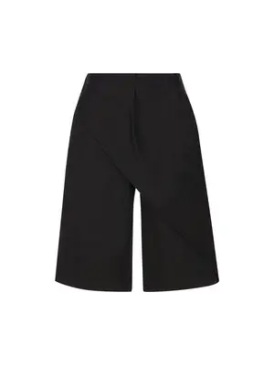 Loewe Loewe Logo Patch Pleated Bermuda Shorts - Black