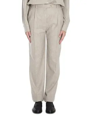 THE ROW The Row Straight-Leg Pleated Trousers - Grey