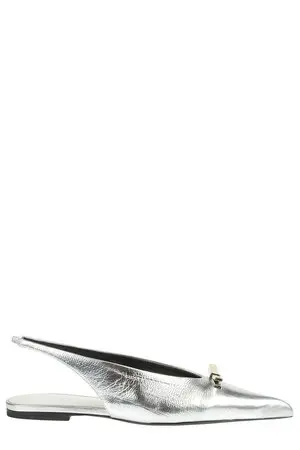 LANVIN Lanvin Laminated Crinkled Ballerina Shoes - Silver