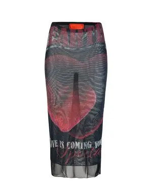 VISION OF SUPER Heart-printed Midi Skirt - Multi