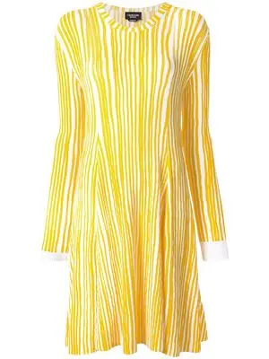 Calvin Klein Striped Pleated Dress