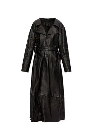 Balenciaga Balenciaga Belted Leather Coat - Black