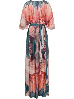 Alberta Ferretti Watercolour Silk Maxi Dress