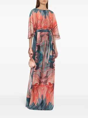Alberta Ferretti Watercolour Silk Maxi Dress
