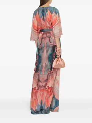 Alberta Ferretti Watercolour Silk Maxi Dress