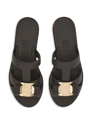 FERRAGAMO Vara Plate Sandals - Black