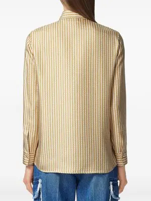 Versace Pinstripe Chain Silk Shirt - Neutrals