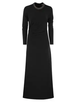 Brunello Cucinelli Brunello Cucinelli Crewneck Draped Dress - Black