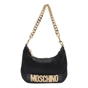 Moschino Moschino Logo Embellished Chain-Link Bag - Black