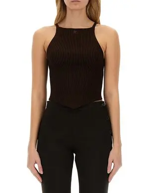 COURREGES Courrèges Rib-Knit Pointy Tank Top - Brown