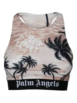 Palm Angels Palm Angels Palm Tree Printed Crop Tank Top - Multi