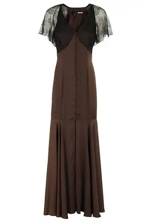 Rotate Birger Chirstensen Rotate Birger Christensen V-Neck Lace Maxi Dress  In Brown - 65% Off | Editorialist