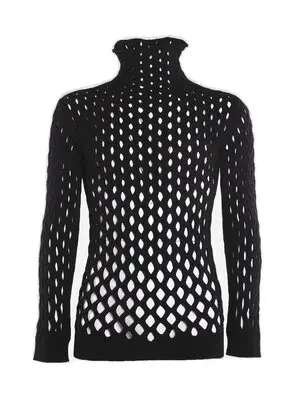 Valentino Garavani High Neck Mesh Sweater - Black