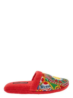 Dolce & Gabbana Carretto Printed Slippers - Red