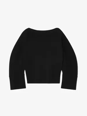 HOUSE OF DAGMAR Curved Merino Wool Knit Sweater