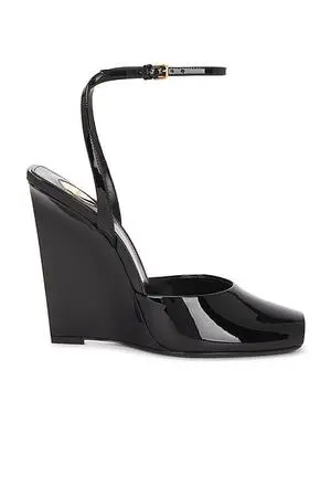 Saint Laurent Peep Toe Wedge - Nero
