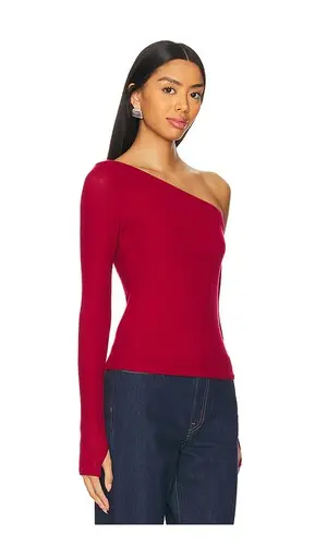 Michael Lauren Magdaleno Asymmetrical Long Sleeve Top - Maroon