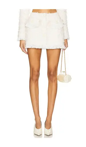 YUHAN WANG Frayed Tweed Mini Skirt - White