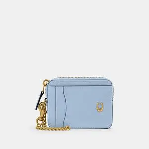 COACH Essential Chain Card Case Brass/bluebell
