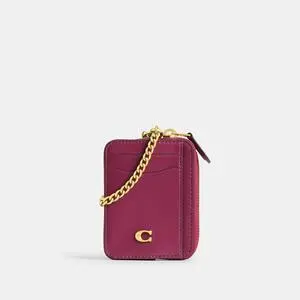 COACH Essential Chain Card Case Brass/pink