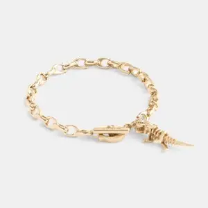COACH Skeletal Rexy Signature Chain Bracelet With Crystal Detail - Gold