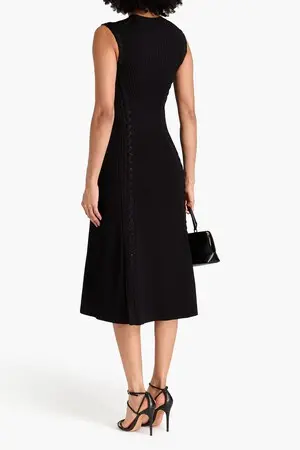Simkhai Lorena Lace-up Ribbed-knit Midi Dress
