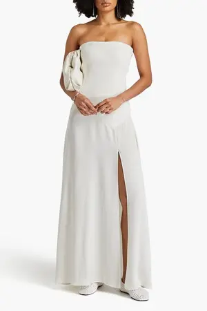 Simkhai Kory Strapless Knit-paneled Maxi Dress