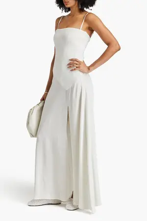 Simkhai Kory Strapless Knit-paneled Maxi Dress
