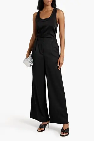 Simkhai Faro Satin-paneled Stretch-knit Tank - Black