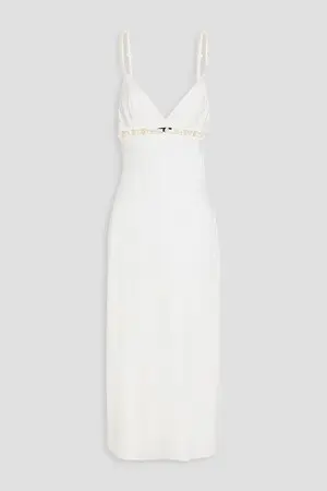 Retrofete Elodie Embellished Satincrepe Midi Dress - White