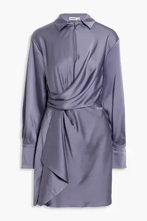 Simkhai Talit Wrap-effect Satin Mini Dress - Lavender