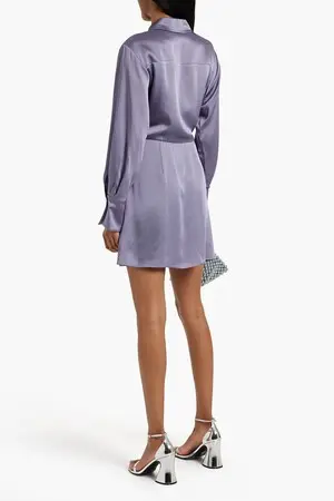Simkhai Talit Wrap-effect Satin Mini Dress - Lavender