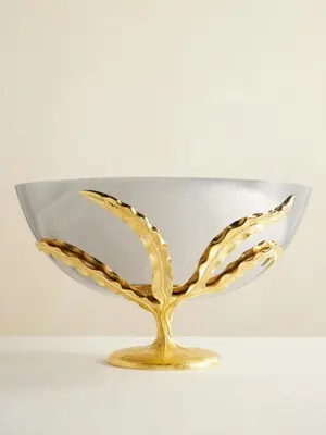 L'Objet Fern Large Gold-plated Stainless Steel Bowl - Silver