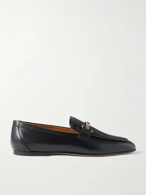 TOD'S Embellished Leather Loafers - Black