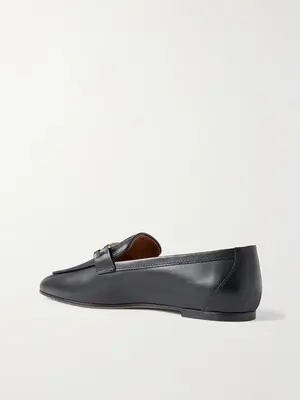 TOD'S Embellished Leather Loafers - Black
