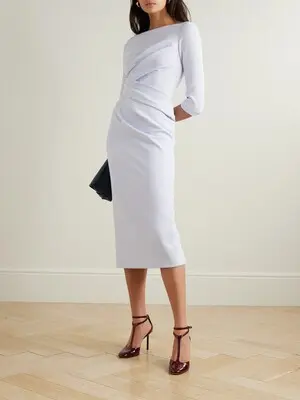 Safiyaa Asena Draped Crepe Midi Dress