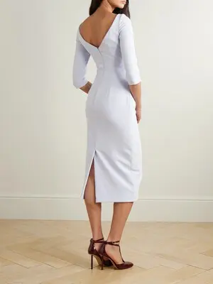 Safiyaa Asena Draped Crepe Midi Dress