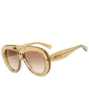 Loewe Acetate Curvy Aviator Sunglasses - Shiny Dark Green/gradient Brown