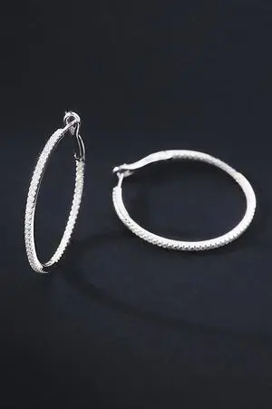 FINE DIAMONDS BY ANTHROPOLOGIE Diamond Hoop Earrings - Silver