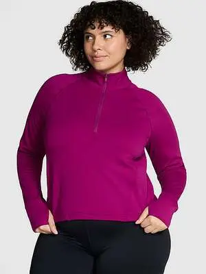 Pink Relay Knit Half-zip Sweatshirt - Purple