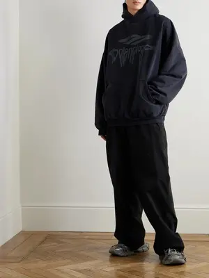 Balenciaga Wide-leg Distressed Cotton Cargo Trousers